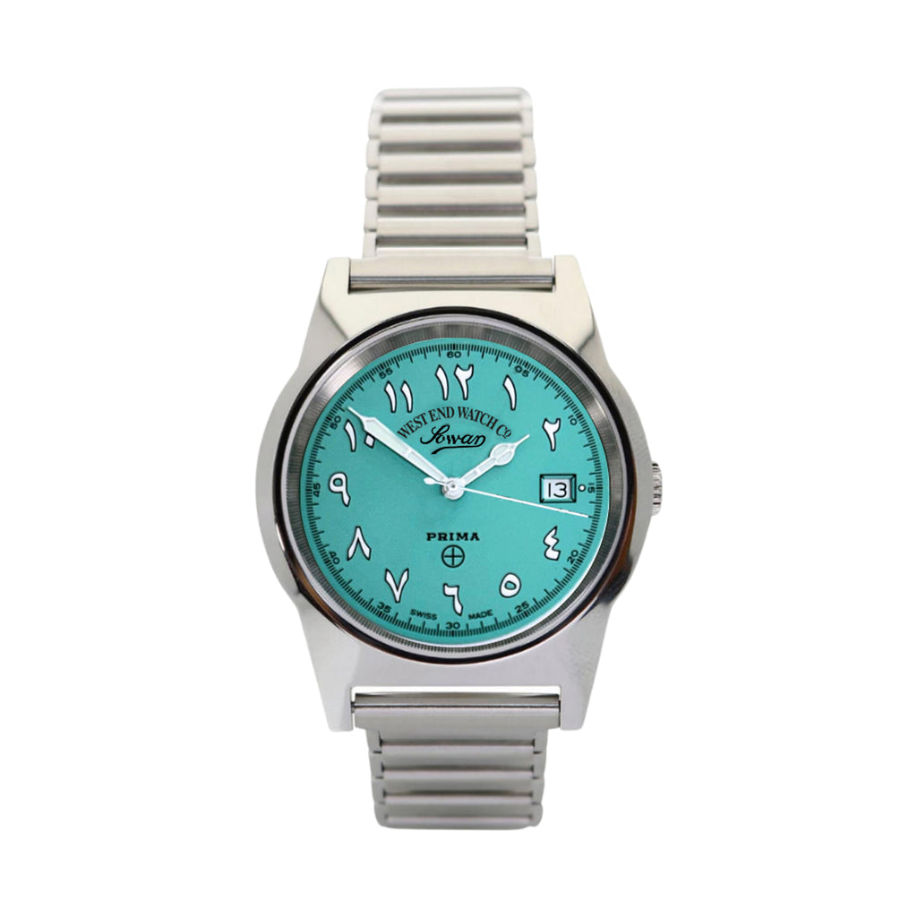 SOUQ - TURQUOISE DIAL WITH WHITE EASTERN ARABIC NUMERALS